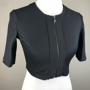 Zara | Tops | Zara Black Front Zip Ribbed Crop Top Small | Poshmark